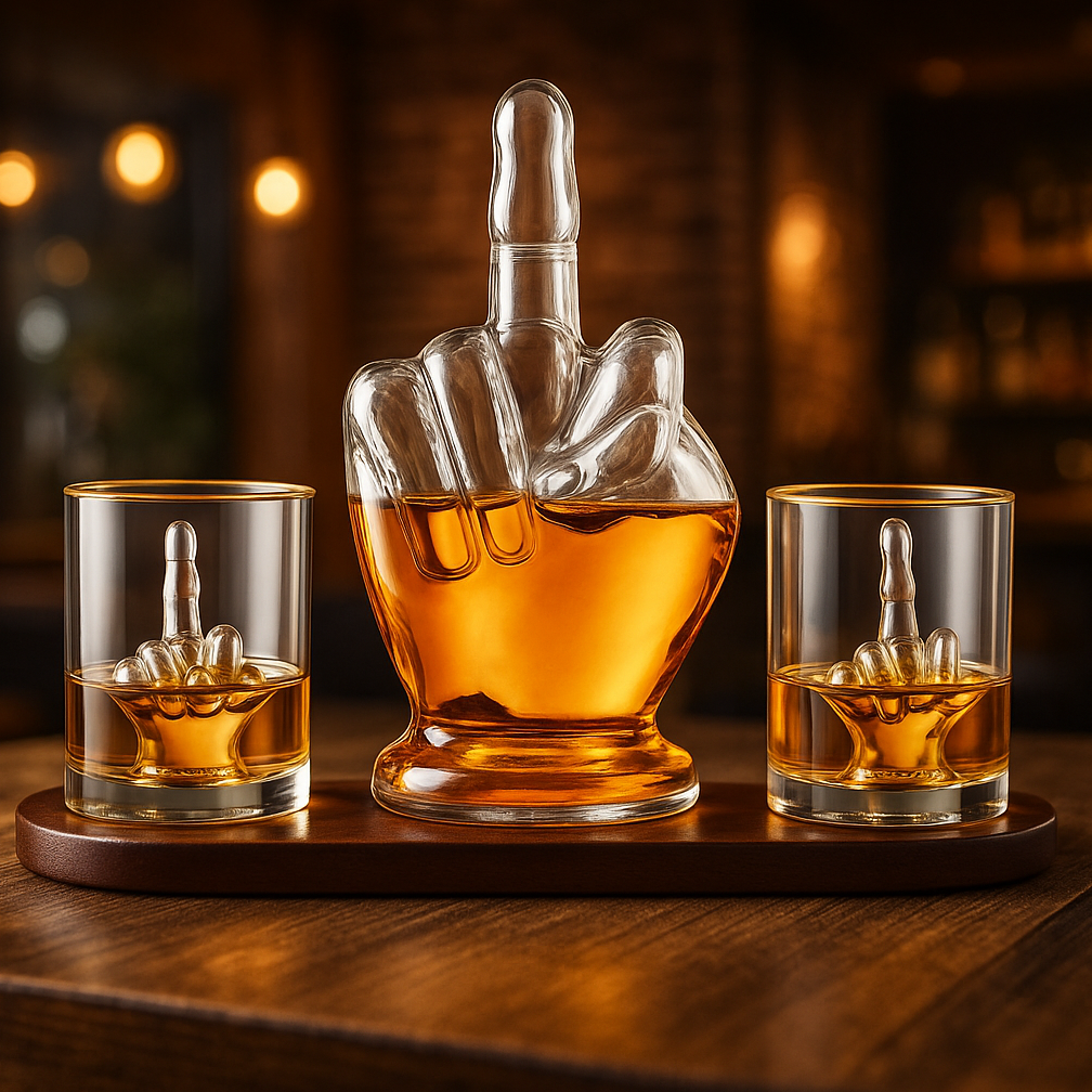 Middle Finger Whiskey Decanter Set - world